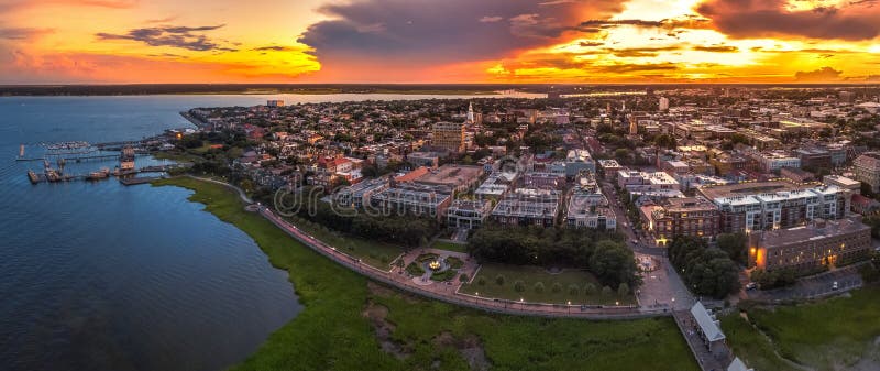 Charleston, SC Skyline during Sunset Stock Photo - Image of cityscape ...