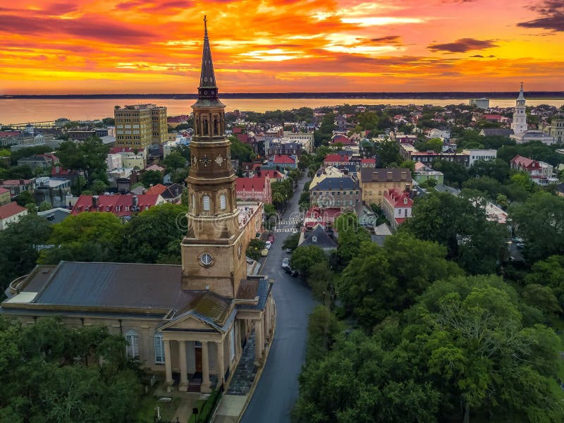 Charleston, SC Skyline during Sunset Stock Photo - Image of cityscape ...