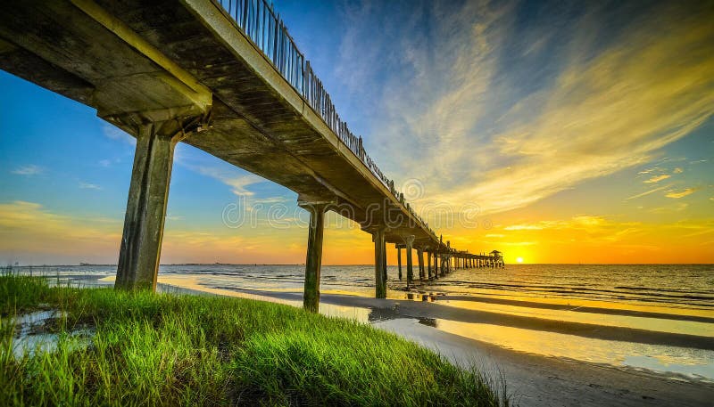 The Charleston South Carolina Pier Sunset Stock Photo - Image of ...