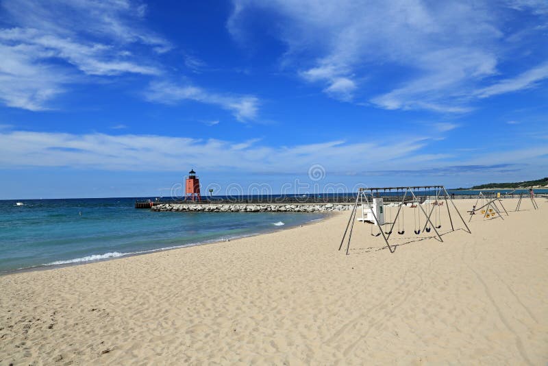 Charlevoix Lighthouse stock image. Image of space, landmark - 43935659