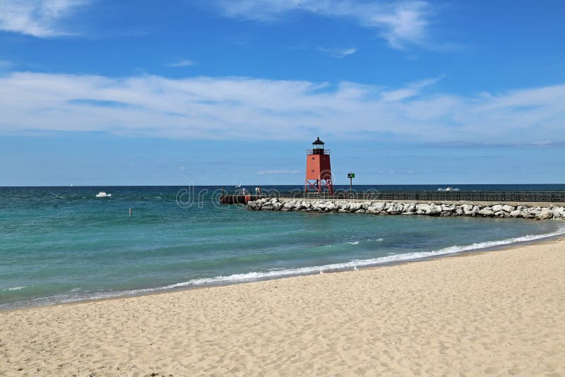 Charlevoix Lighthouse stock image. Image of background - 43935671