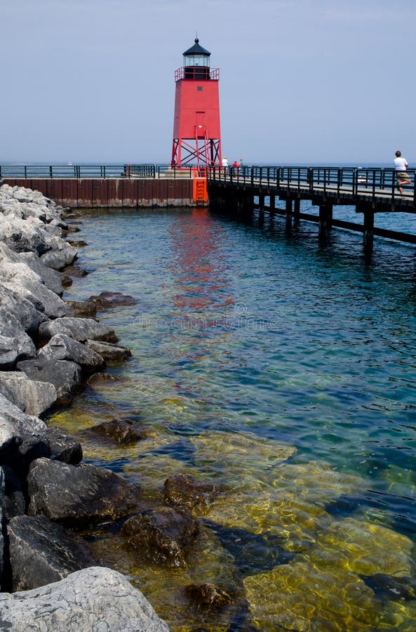 Charlevoix South Pier Lighthouse, Michigan Stock Image - Image of ...