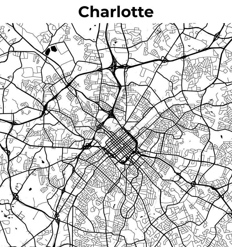 Charlotte City Map, Cartography Map, Street Layout Map Stock Vector ...