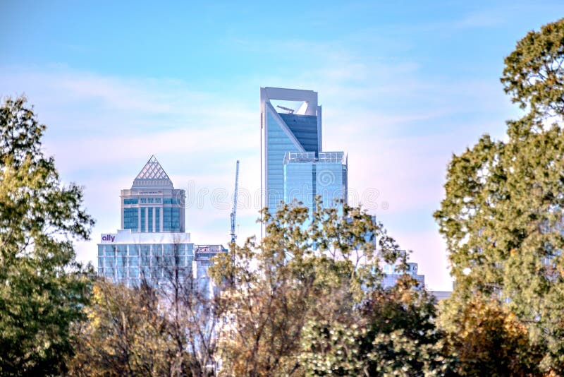 Charlotte North Carolina City Skyline in Fall Editorial Stock Image ...