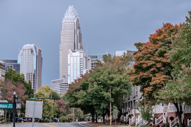 Charlotte North Carolina City Skyline in Fall Editorial Stock Image ...