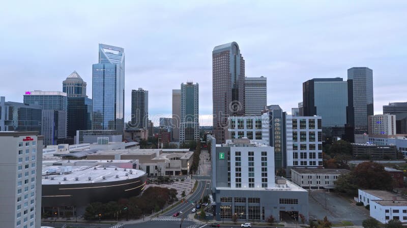 Charlotte North Carolina Downtown Skyline in the Evening Aerial View ... Charlotte North Carolina Downtown Skyline in the Evening Aerial View ...