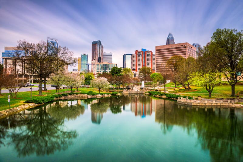 Charlotte, North Carolina Skyline Stock Image - Image of dusk ...