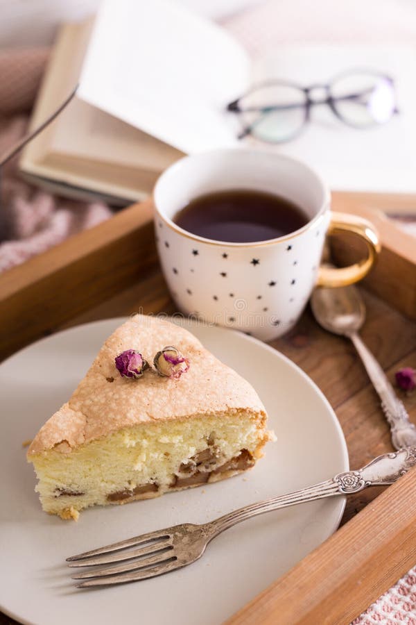 Charlotte pie with apples stock photo. Image of cafe - 181219844