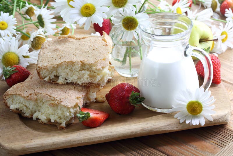 Charlotte Pie with Apples and Milk Stock Image - Image of crust ...