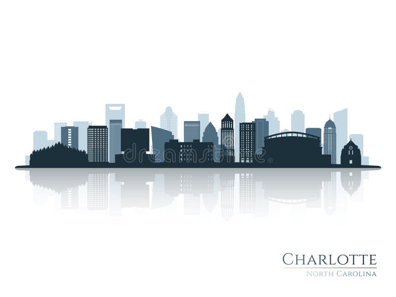 Charlotte Skyline Silhouette with Reflection. Stock Vector ...