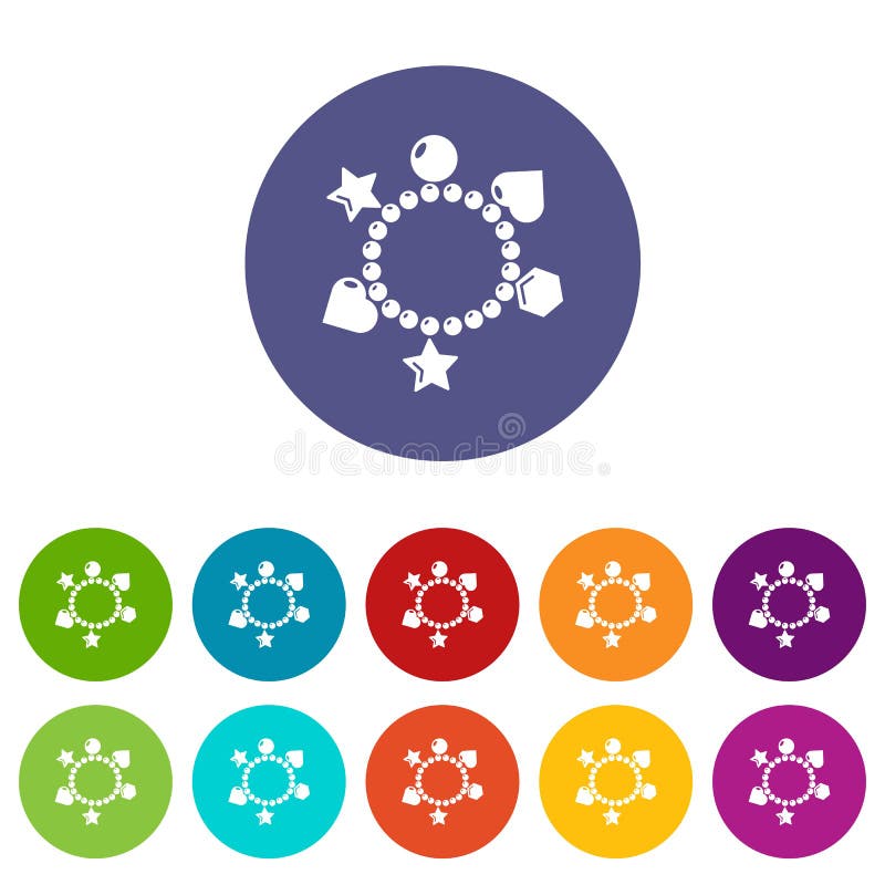 Charm Bracelet Icons Set Vector Color Stock Vector - Illustration of ...