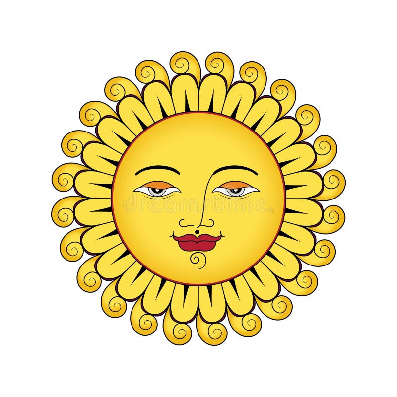 Charm and Calm Sun Face Vector Illustration Clip Art Stock Vector ...