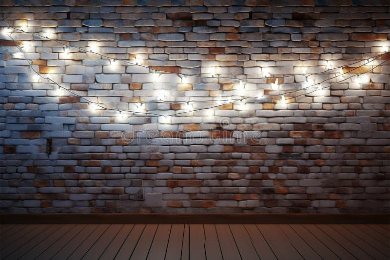 Charm White Brick Wall Illuminated by Shimmering Holiday Lights Stock ...