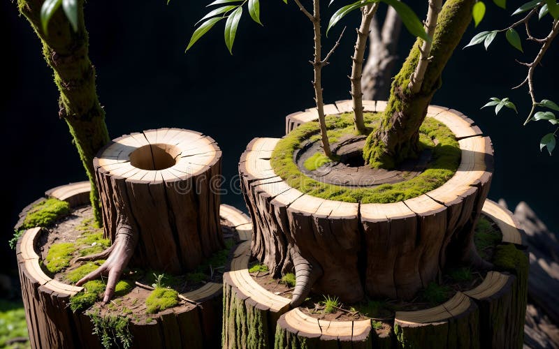 The Charming Aesthetic of an Old Tree Stump Covered in Fresh Green Moss ...