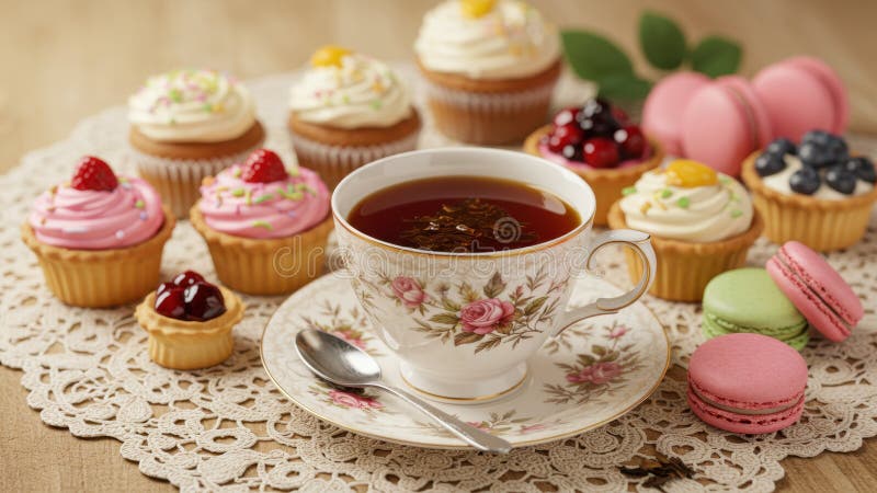 Afternoon Tea Delight stock illustration. Illustration of cuisine ...