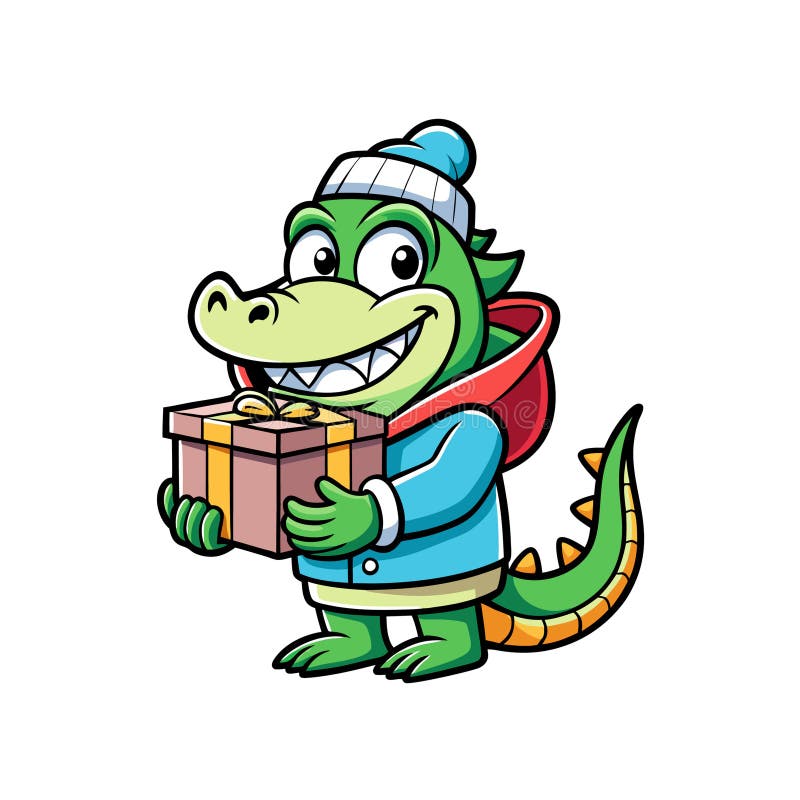 Charming Alligator Character in Line Art Stock Image - Illustration of ...
