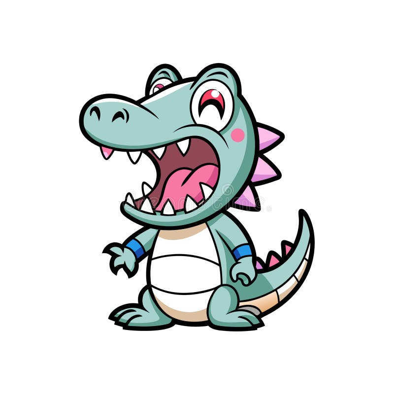 Charming Alligator Character in Line Art Stock Photo - Illustration of ...