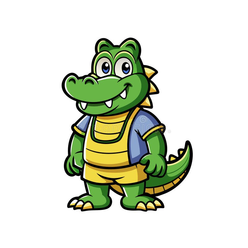 Charming Alligator Navigating Line Art Stock Illustration ...