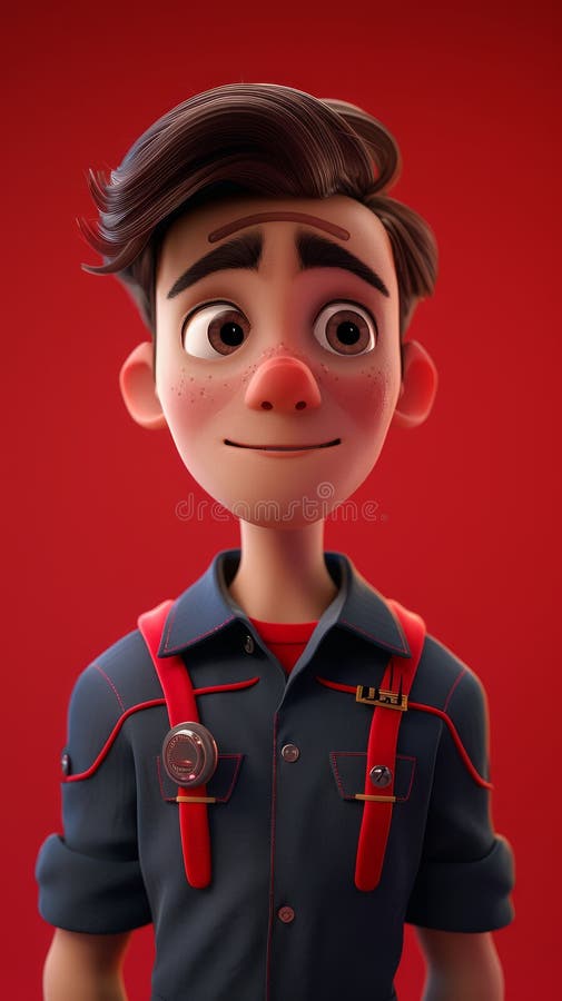 Charming Animated Boy Character with Red Cheeks and Expressive Eyes in ...