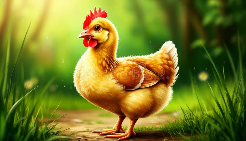 A Charming, Animated Chicken Standing on a Dirt Path, Surrounded by ...