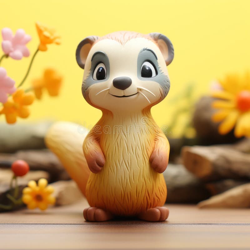 Charming Anime Squirrel Figure on Colorful Background Stock ...