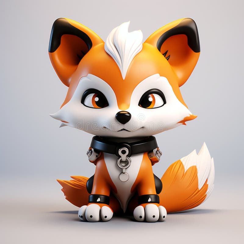 Charming Anime Style 3d Rendering of a Tiny Fox Stock Illustration ...
