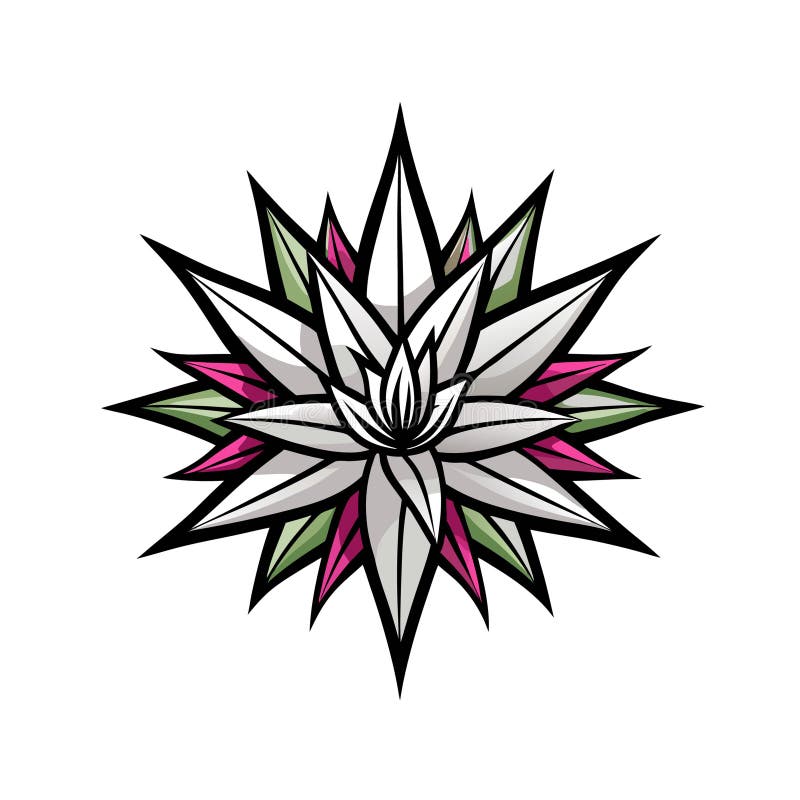 Charming Spiky-Leaved Flower Artwork Stock Illustration - Illustration ...