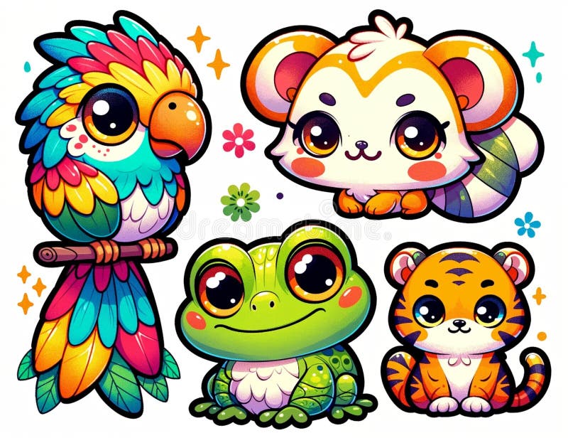 Charming Assembly of Chibi-Style Animal Characters - AI Generated ...