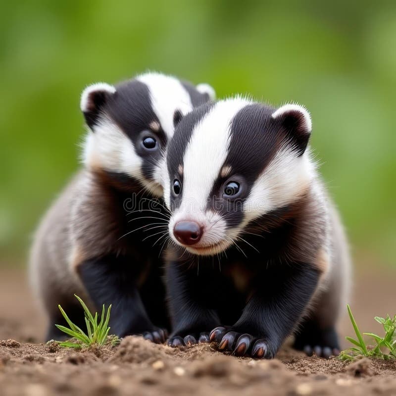 Charming Baby Badgers in a Playful Setting Stock Photo - Image of behavior, charming: 363441910