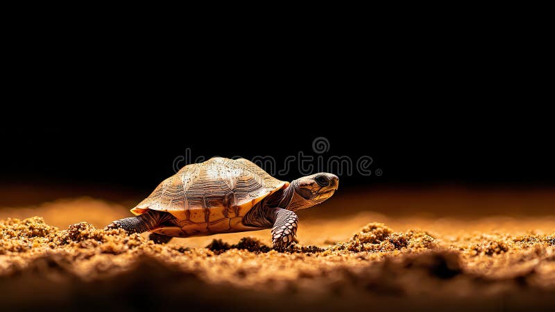 Adorable Baby Tortoise on Golden Sand Wildlife Nature Photography Stock ...