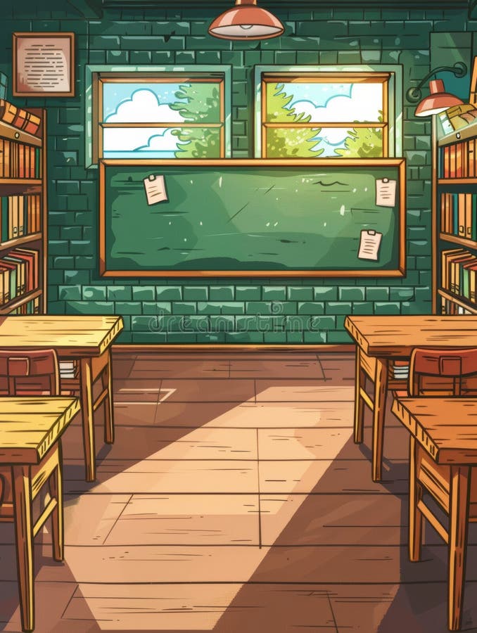 Charming Back To School Frame Background with Classroom Setting ...