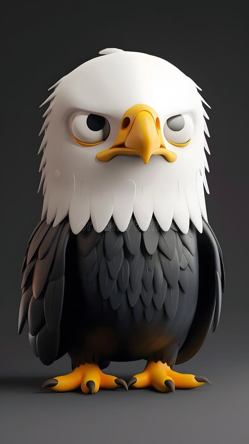 Cute Angry Bald Eagle Character with Fierce Expression Stock Image ...