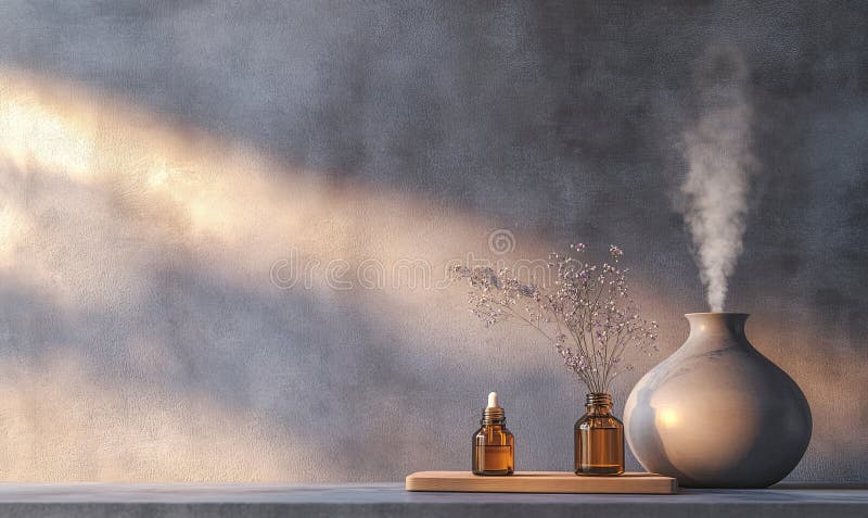 A Charming Banner Featuring a Bottle of Essential Oil and a Ai Stock ...