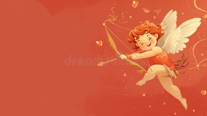 A Charming Banner of a Smiling Cupid Stock Image - Image of festive ...