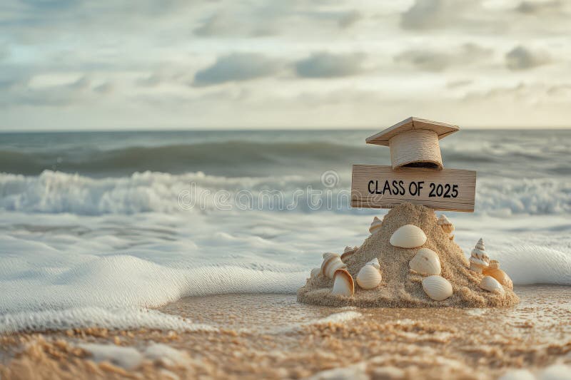 Graduation Celebration at the Beach Stock Illustration - Illustration ...