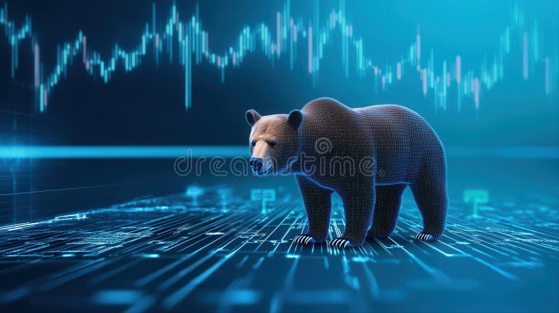 Charming Bear Curiously Observing a Computer Screen while Sitting on a ...