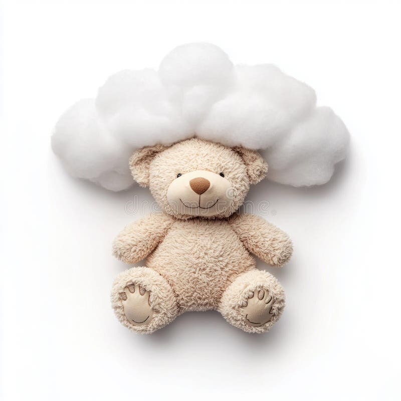 A Charming Beige Teddy Bear Looks Happy Sitting with a Fluffy White ...