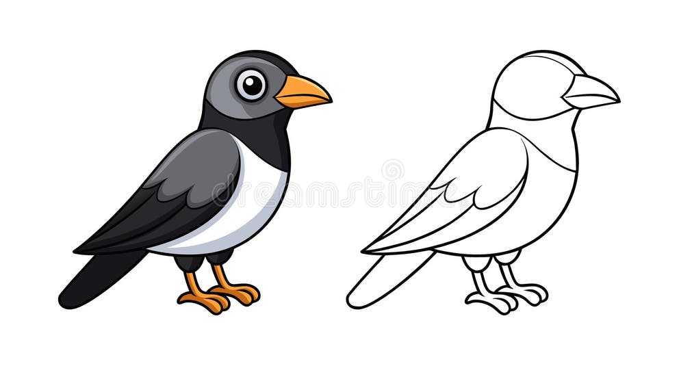 Charming Black-Faced Monarch Bird Representation Stock Vector ...