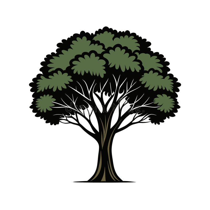 Charming Black Gum Tree Design with Strong Outline Stock Illustration ...