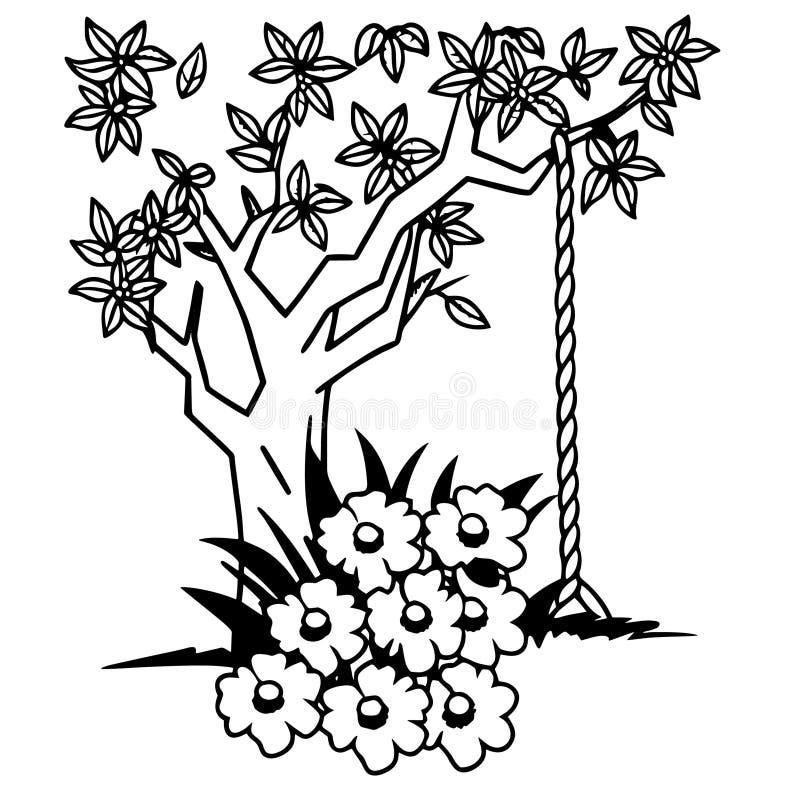Tree Swing Clipart Black And White