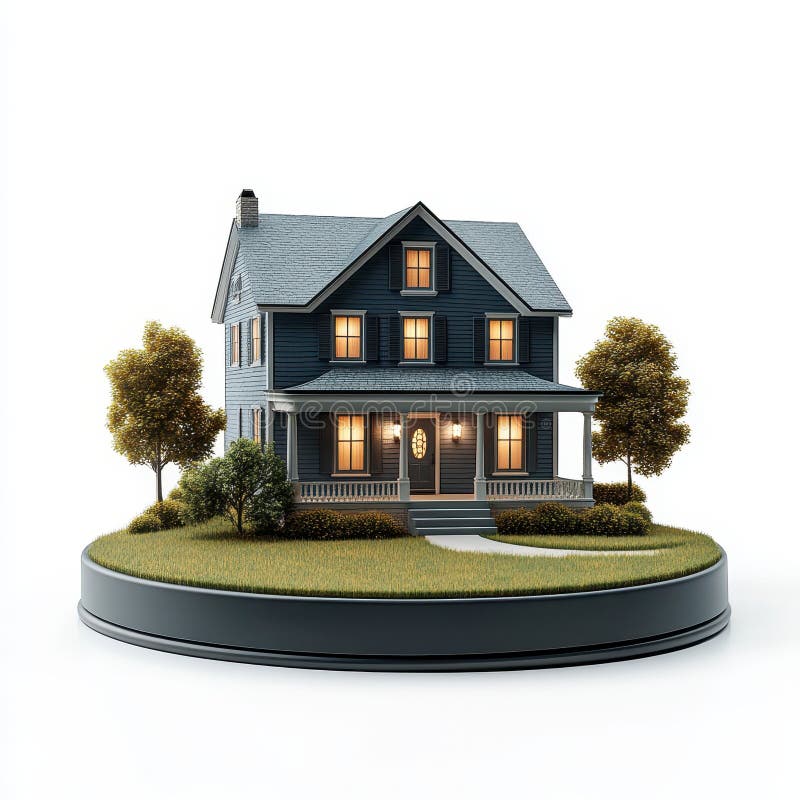 Charming Blue House on a Round Island Dream Home Showcase Stock ...