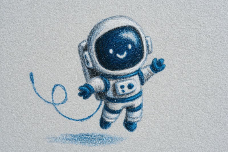 Cute Astronaut Character Floating in Space with a Happy Expression ...