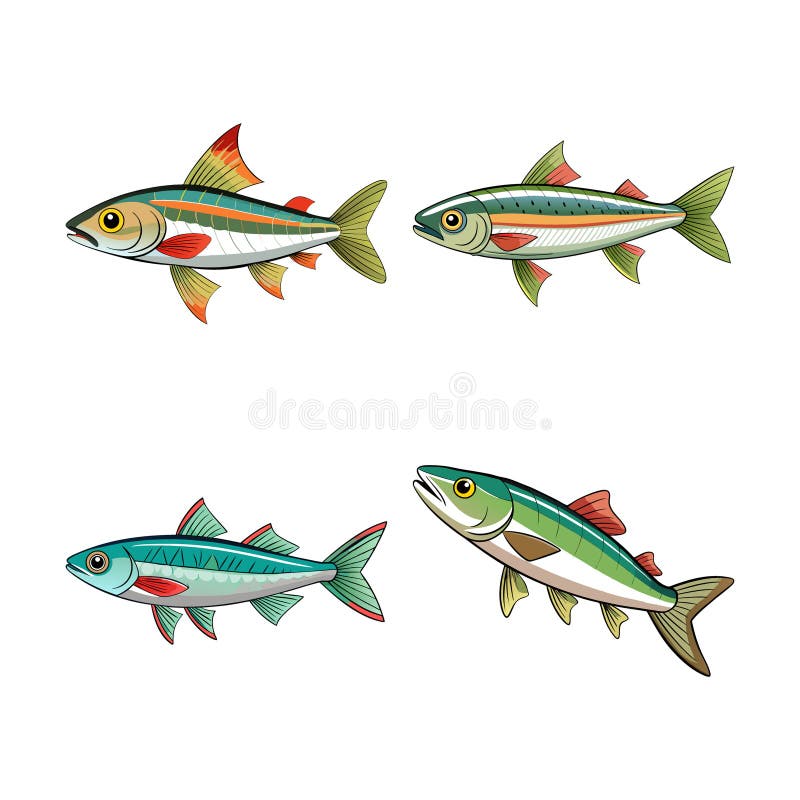 Charming Bluntnose Minnow in Aquatic Illustration Stock Vector ...