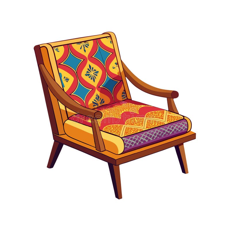 Charming Bohemian Lounge Chair for Interiors Stock Illustration ...