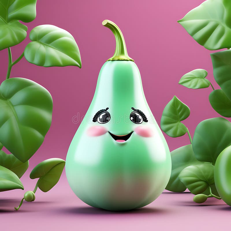 Charming Bottle Gourd: 3D Render of a Cute Bottle Gourd Isolated ...
