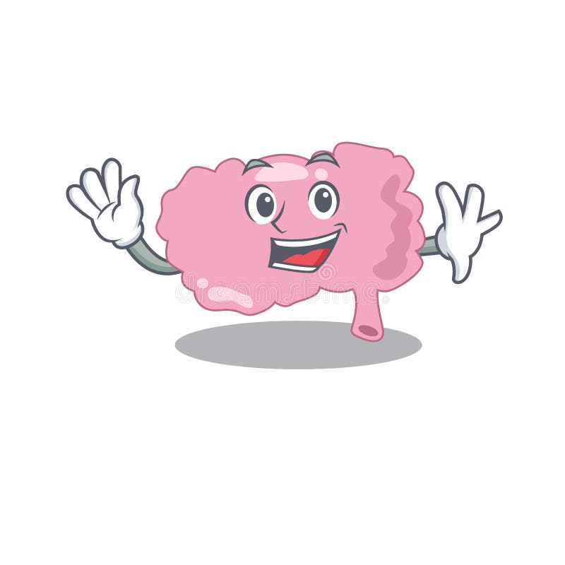 A Charming Brain Mascot Design Style Smiling and Waving Hand Stock ...