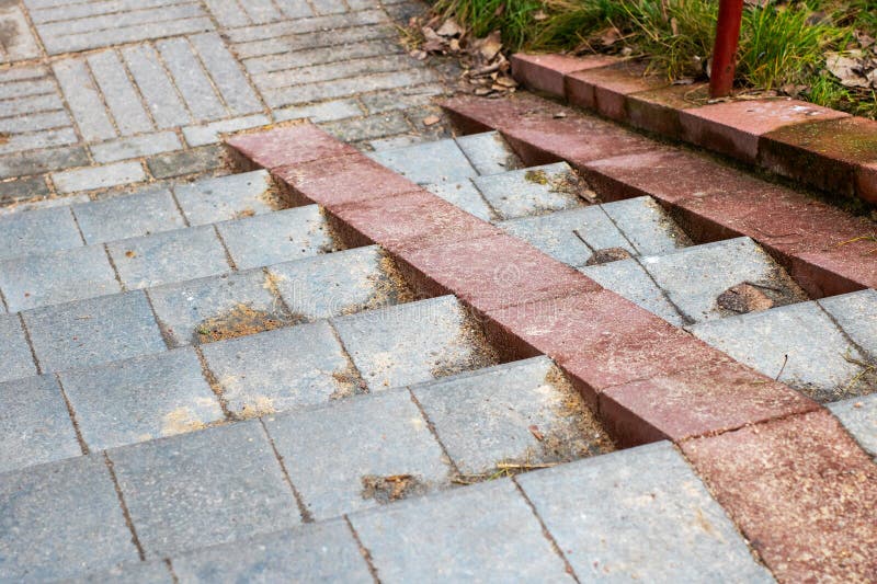 Charming Brick Walkway Has Few Steps Missing Stock Photos - Free ...
