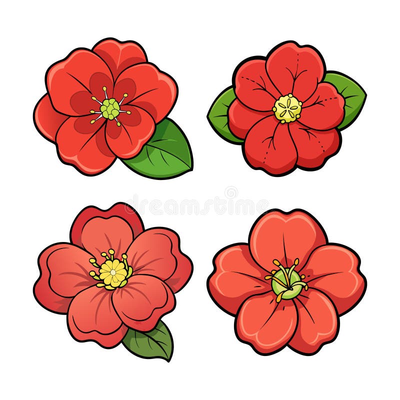 Charming Japanese Quince Flower Bright Design Stock Vector ...