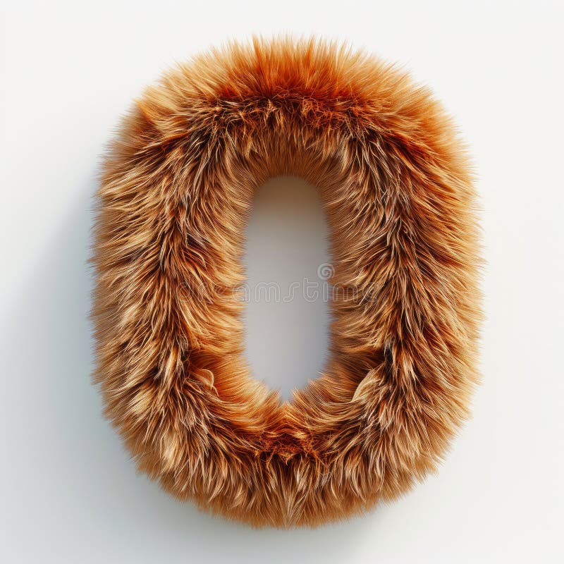 Charming Brown Digit 0 with Short Hair Against White. Stock ...