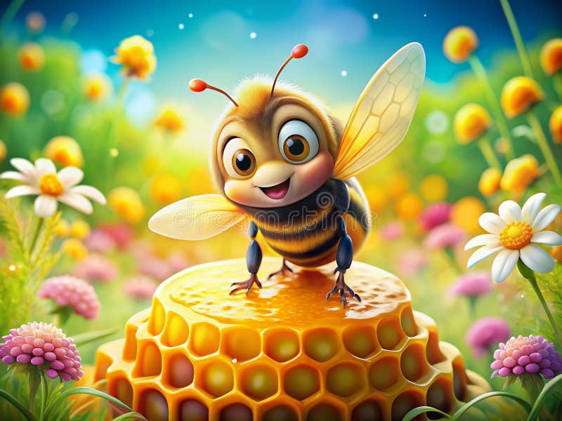 Adorable Smiling Bumblebee Sticker Funny Cartoon Bee Design for Food ...